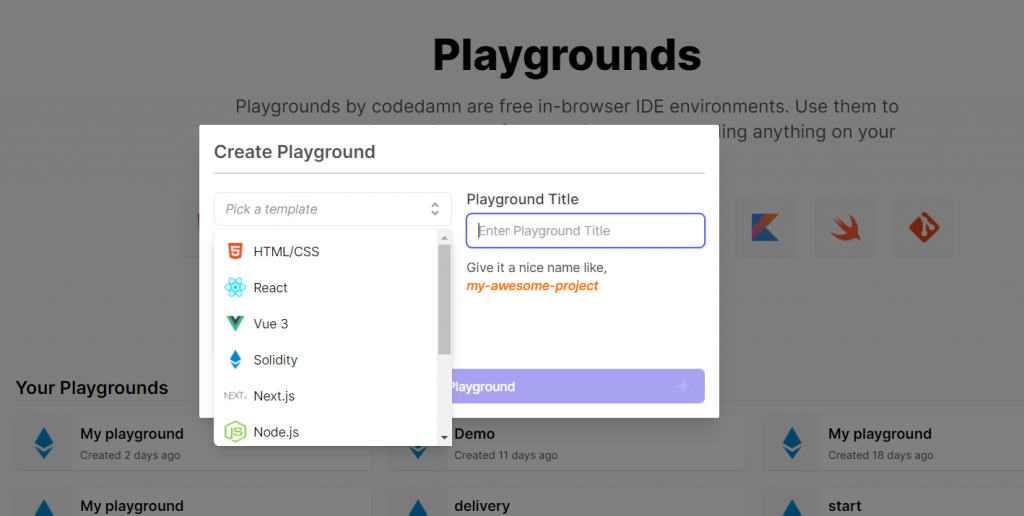 Codedamn solidity playground