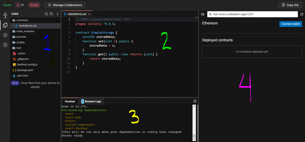 Codedamn solidity playground