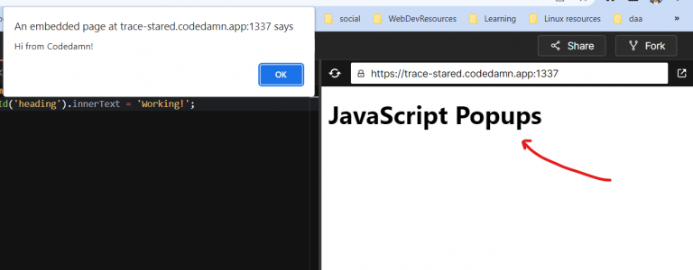 How to display HTML popup message using JavaScript?