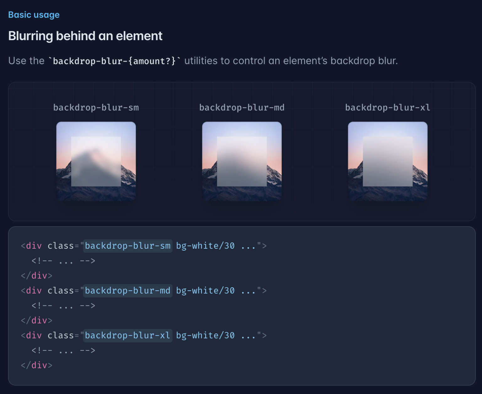 Backdrop blur in Tailwind CSS Backdrop blur in Tailwind CSS